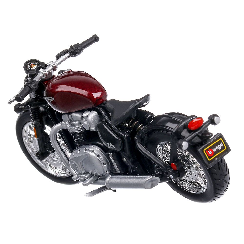 Machetă moto Bburago [1:18] - Triumph Bonneville Bobber - Dark Red/Black