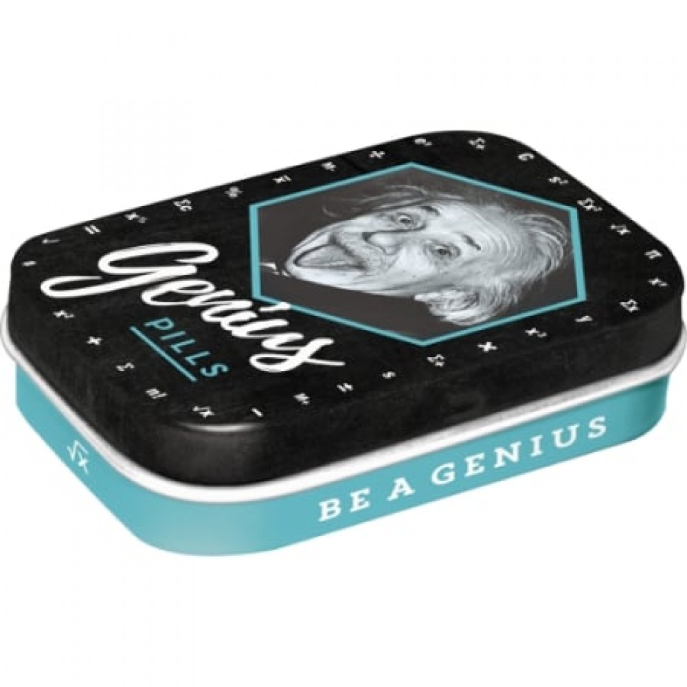 Cutie metalică de buzunar - Design retro Einstein Genius - bomboane ...
